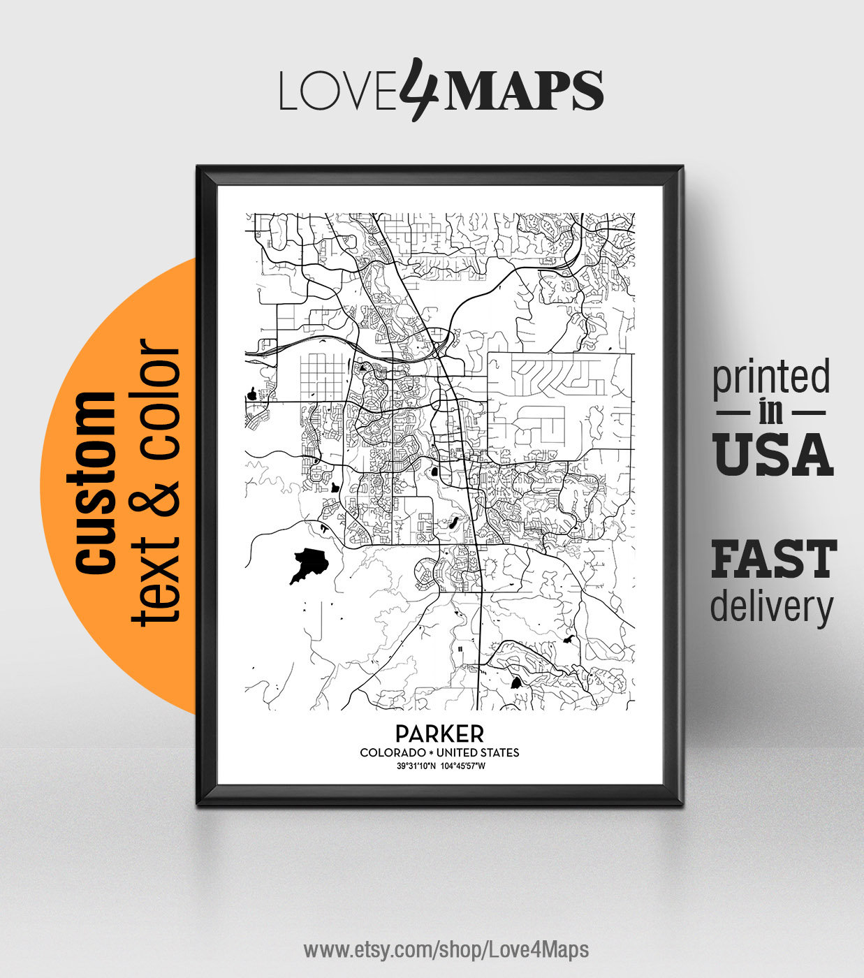 Parker Colorado Map Parker City Print Parker Poster | Etsy