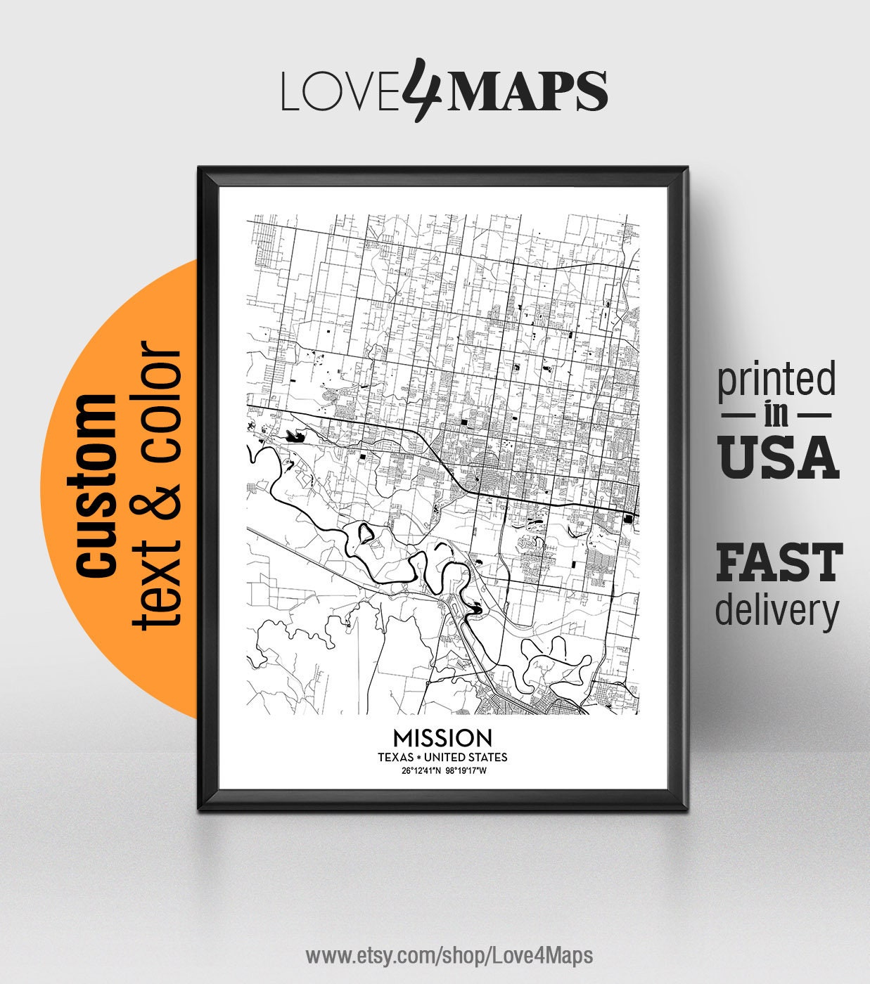 Mission Texas Map Mission City Print Mission Poster - Etsy