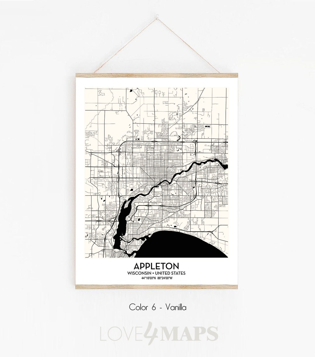 Appleton WI City Map Poster Print Wall Art Decor | Appleton Wisconsin ...