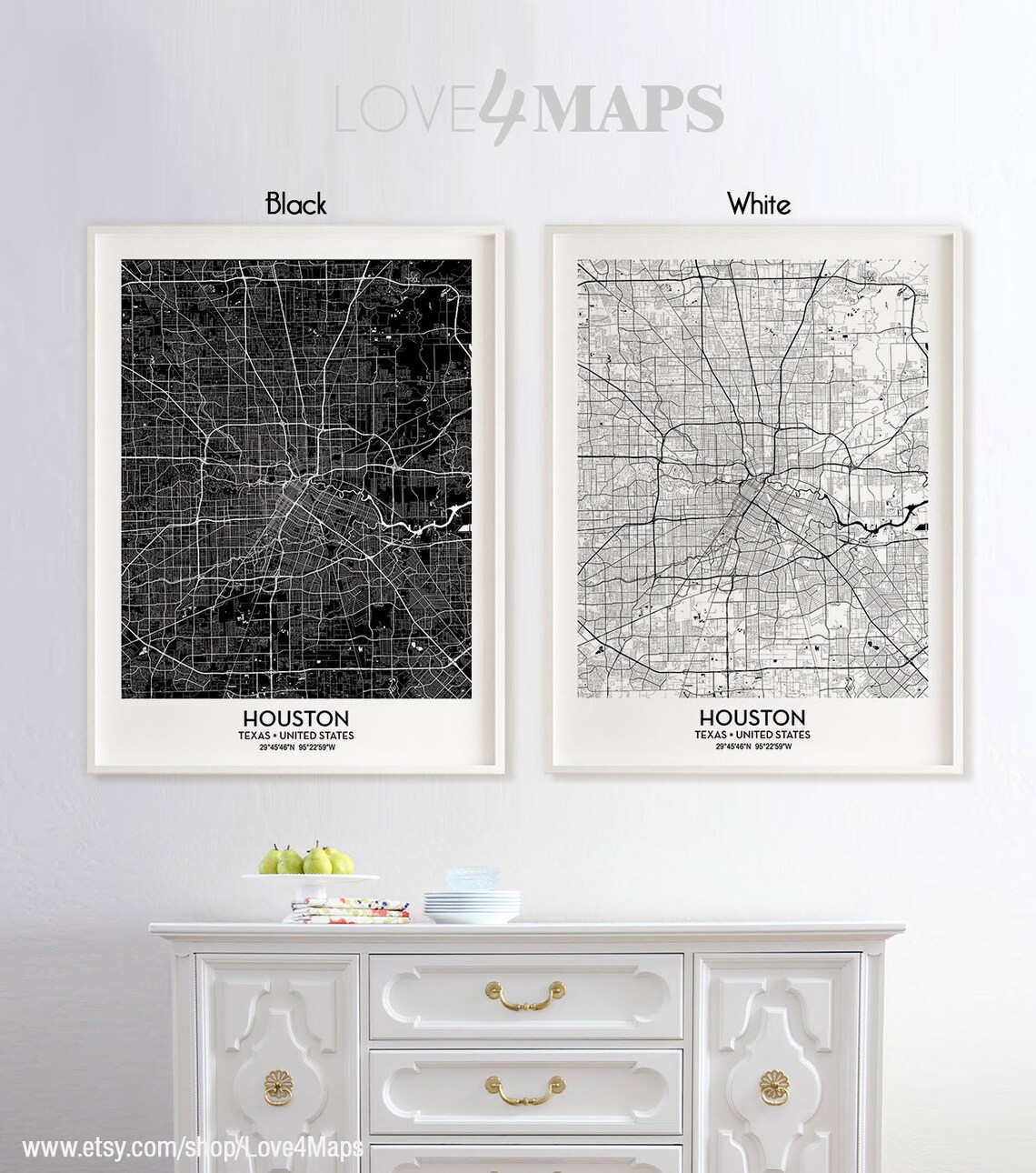 Houston Texas Map Custom Color Map City Print Houston Green - Etsy