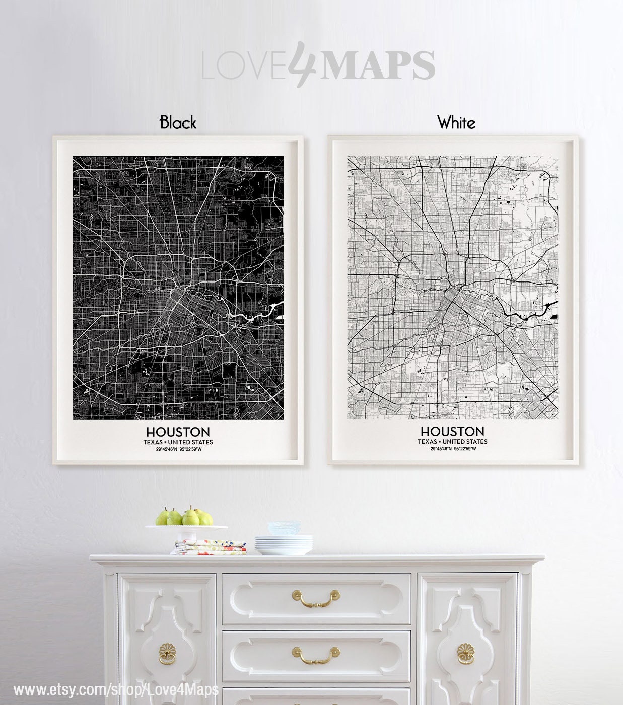 Houston Texas Map Custom Color Map City Print Houston Green - Etsy
