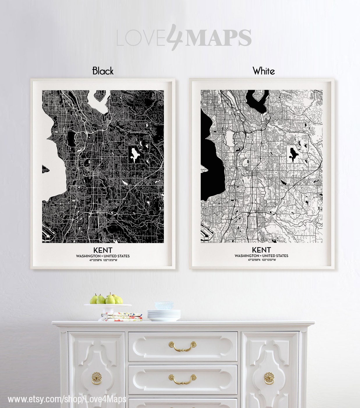 Kent Washington Map Kent City Print Kent Poster | Etsy