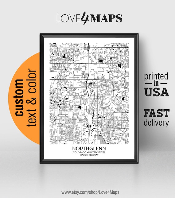 Northglenn Colorado Map Northglenn City Print Northglenn | Etsy