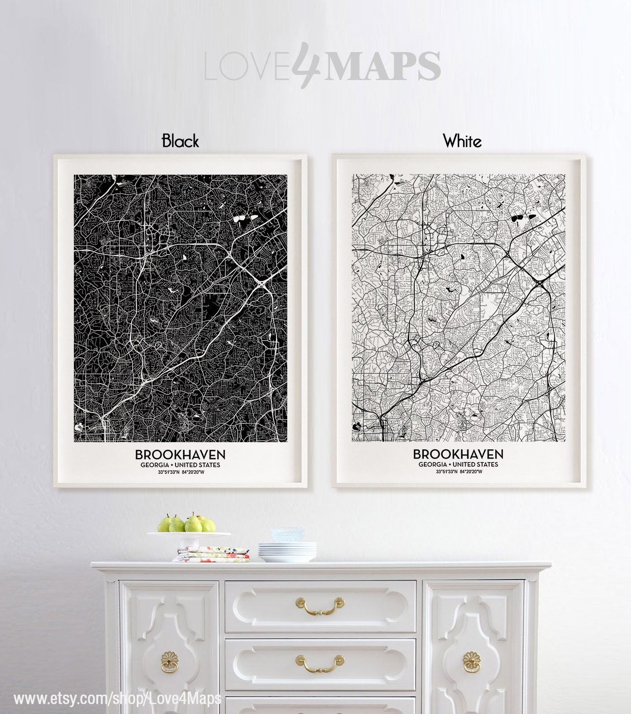 Brookhaven Georgia Map Brookhaven City Print Brookhaven | Etsy