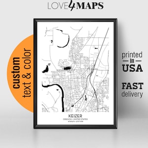 Keizer Oregon Map, Keizer City Print, Keizer Poster, Personalized ...