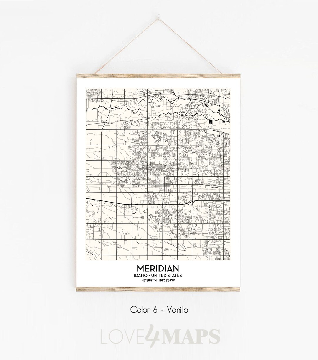 Meridian ID City Map Poster Print Wall Art Decor | Meridian Idaho Map ...