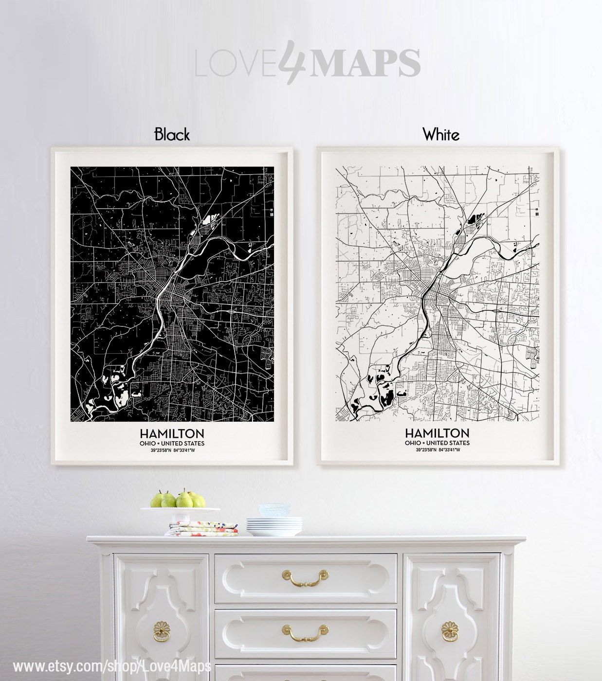 Hamilton Ohio Map Hamilton City Print Hamilton Poster | Etsy