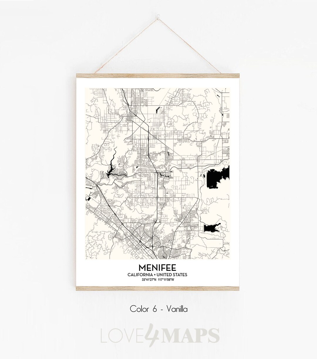 Menifee CA City Map Poster Print Wall Art Decor | Menifee California ...