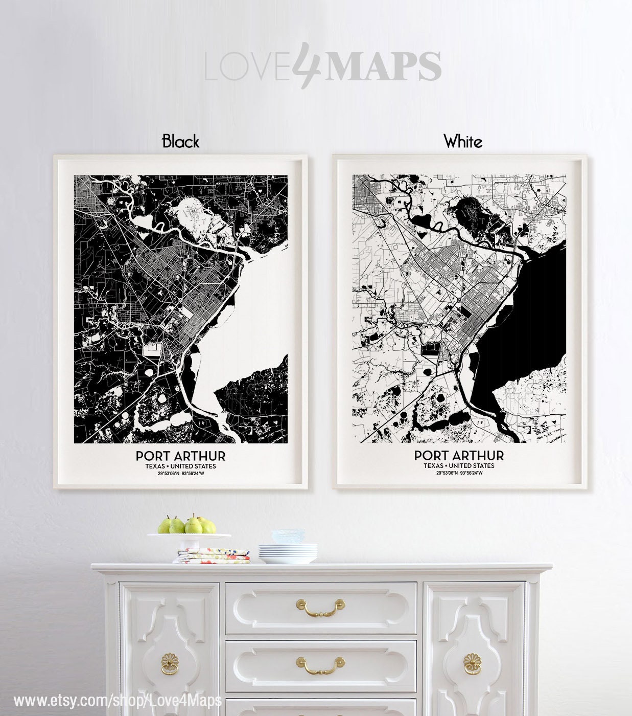 Port Arthur Texas Map Port Arthur City Print Port Arthur | Etsy