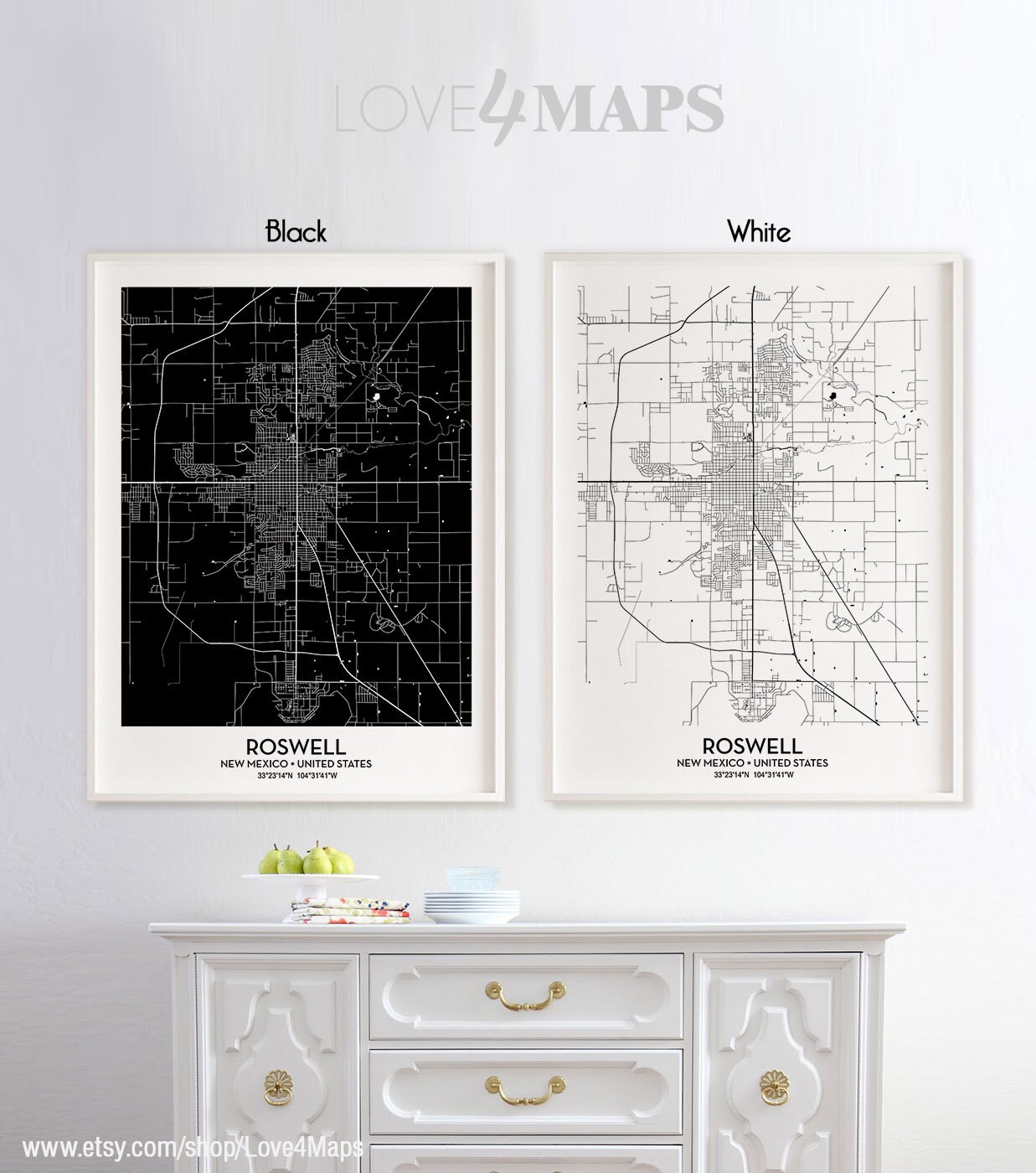 Roswell New Mexico Map Roswell City Print Roswell Poster | Etsy