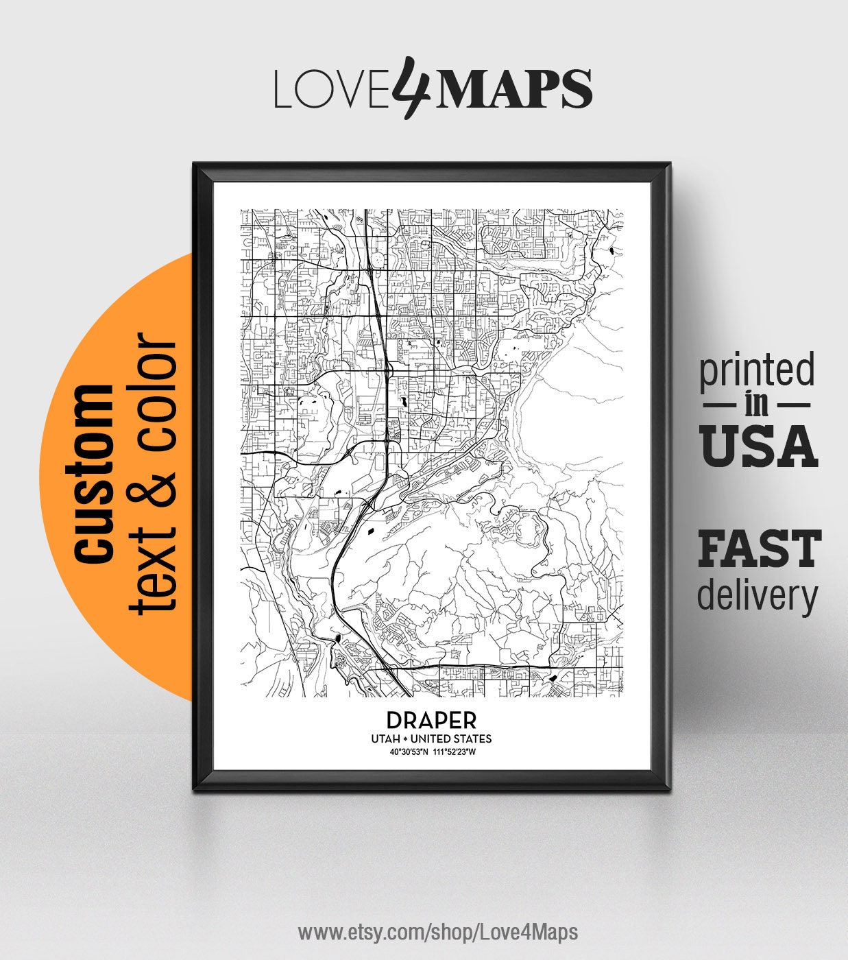 Draper Utah Map Draper City Print Draper Poster | Etsy