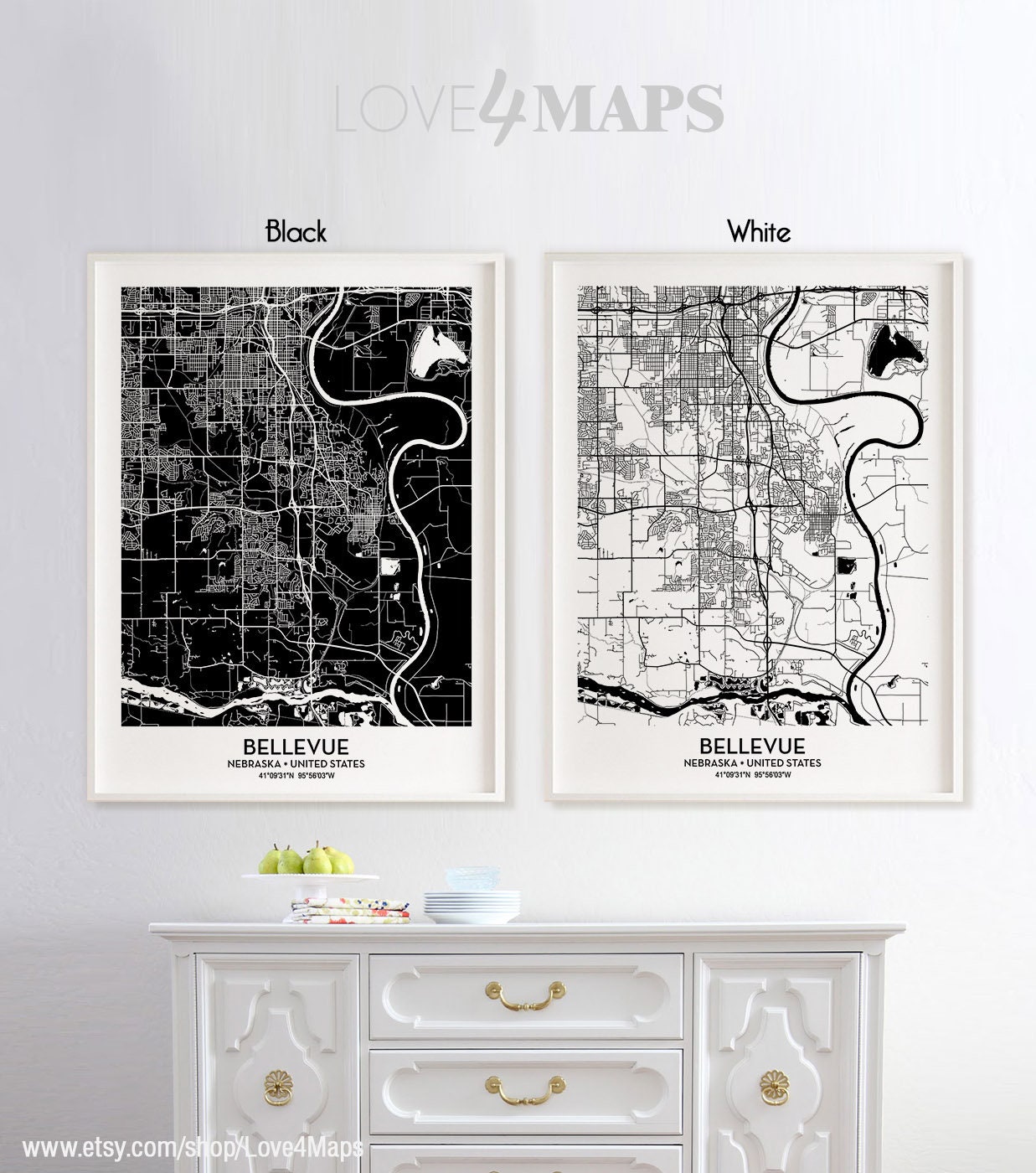 Bellevue Nebraska Map Bellevue City Print Bellevue Poster | Etsy
