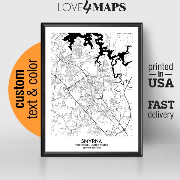 Smyrna City Map Art - Etsy