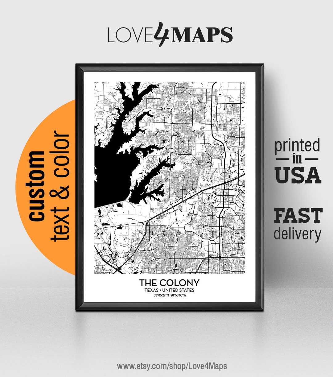 The Colony Texas Map, the Colony City Print, the Colony Poster ...