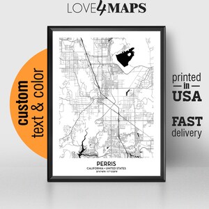 Perris California Map, Perris City Print, Perris Poster, Personalized ...