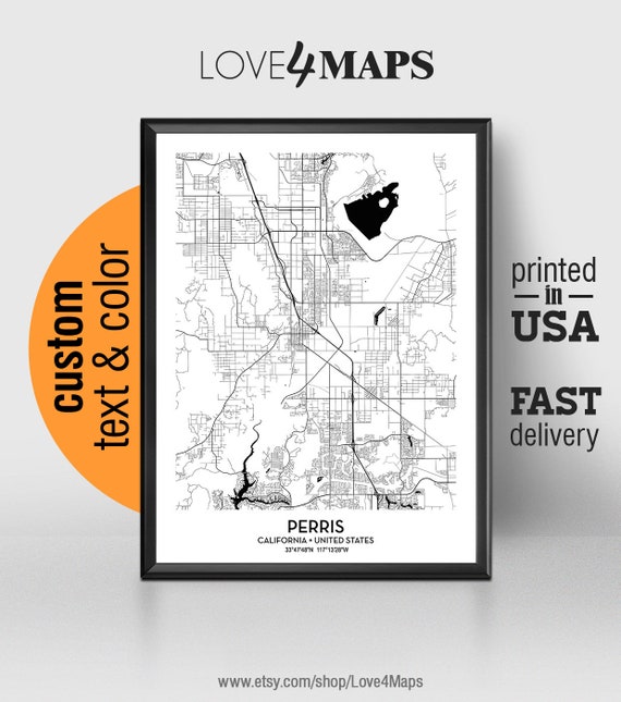 Perris California Map Perris City Print Perris Poster | Etsy