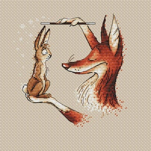 Fox Magician With Rabbit Cross Stitch Pattern Funny Fox - Etsy