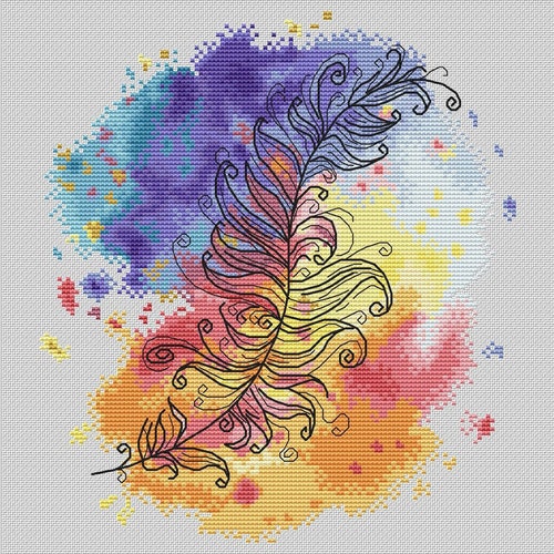 Magic Feather Cross Stitch Pattern Bird Feather Cross Stitch - Etsy