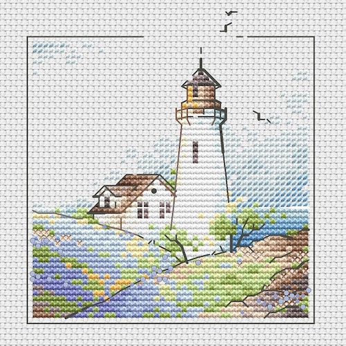 Lavender Lighthouse Cross Stitch Pattern Ukraine Digital - Etsy