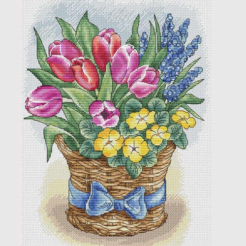 Basket of Flowers Cross Stitch Pattern - Etsy