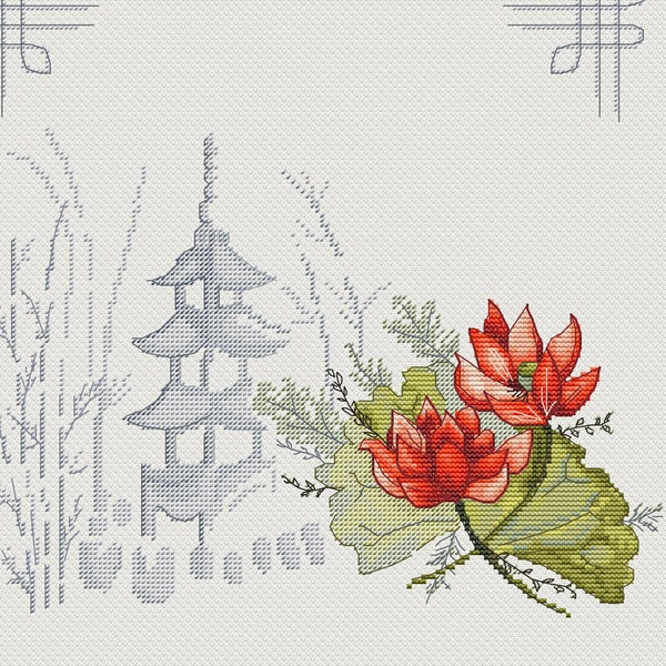 Lotus Cross Stitch - Etsy