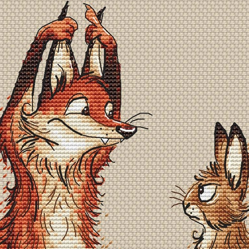 Fox and Bunny Cross Stitch Pattern Fox Cross Stitch Rabbit - Etsy
