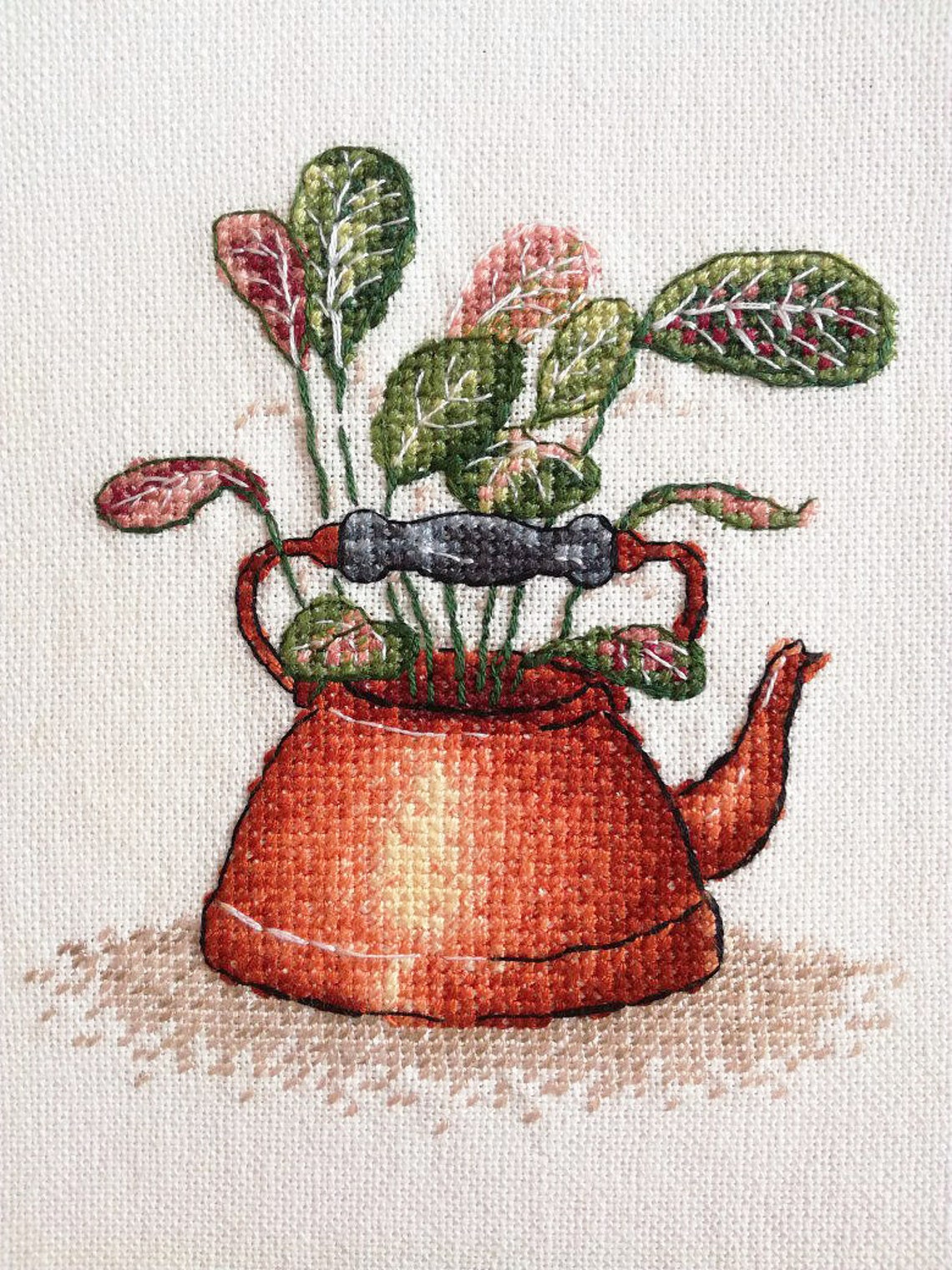 Brass Kettle Cross Stitch Pattern Maranta Cross Stitch Copper - Etsy