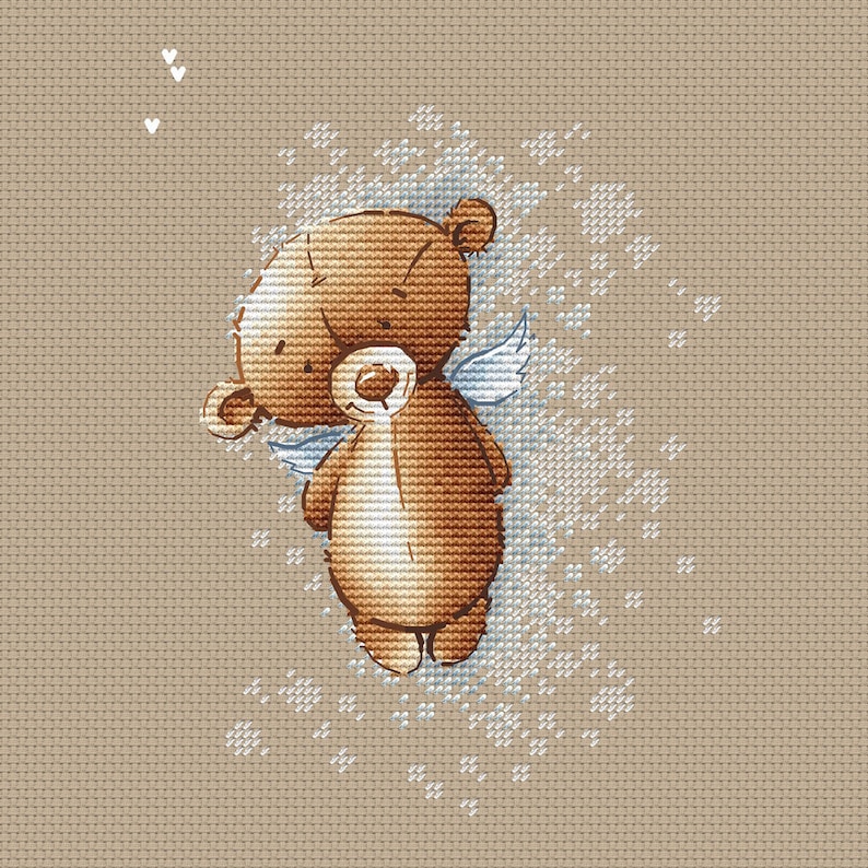 Bear Plush Toy Cross Stitch Pattern Baby Angel Cross Stitch | Etsy