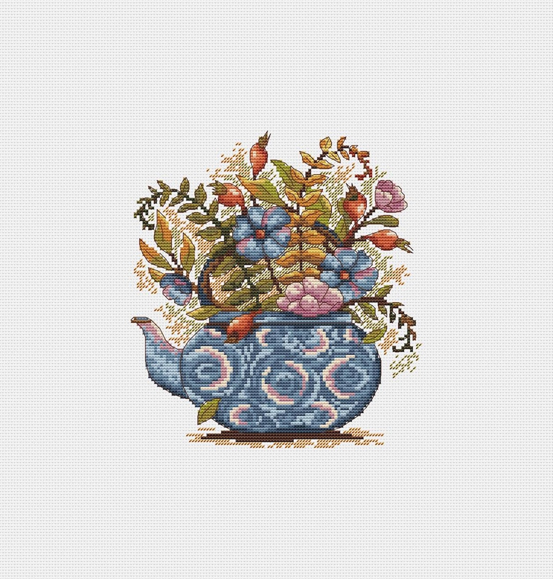 Teapot With Flowers Cross Stitch Pattern - Etsy