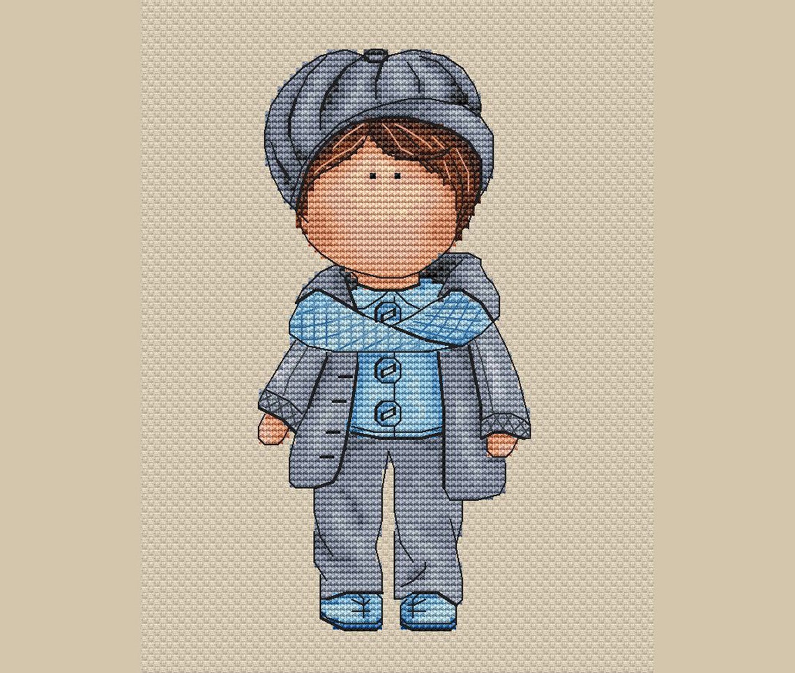 Doll in Boy Costume Cross Stitch Pattern Boy Doll Cross Stitch Boy in ...