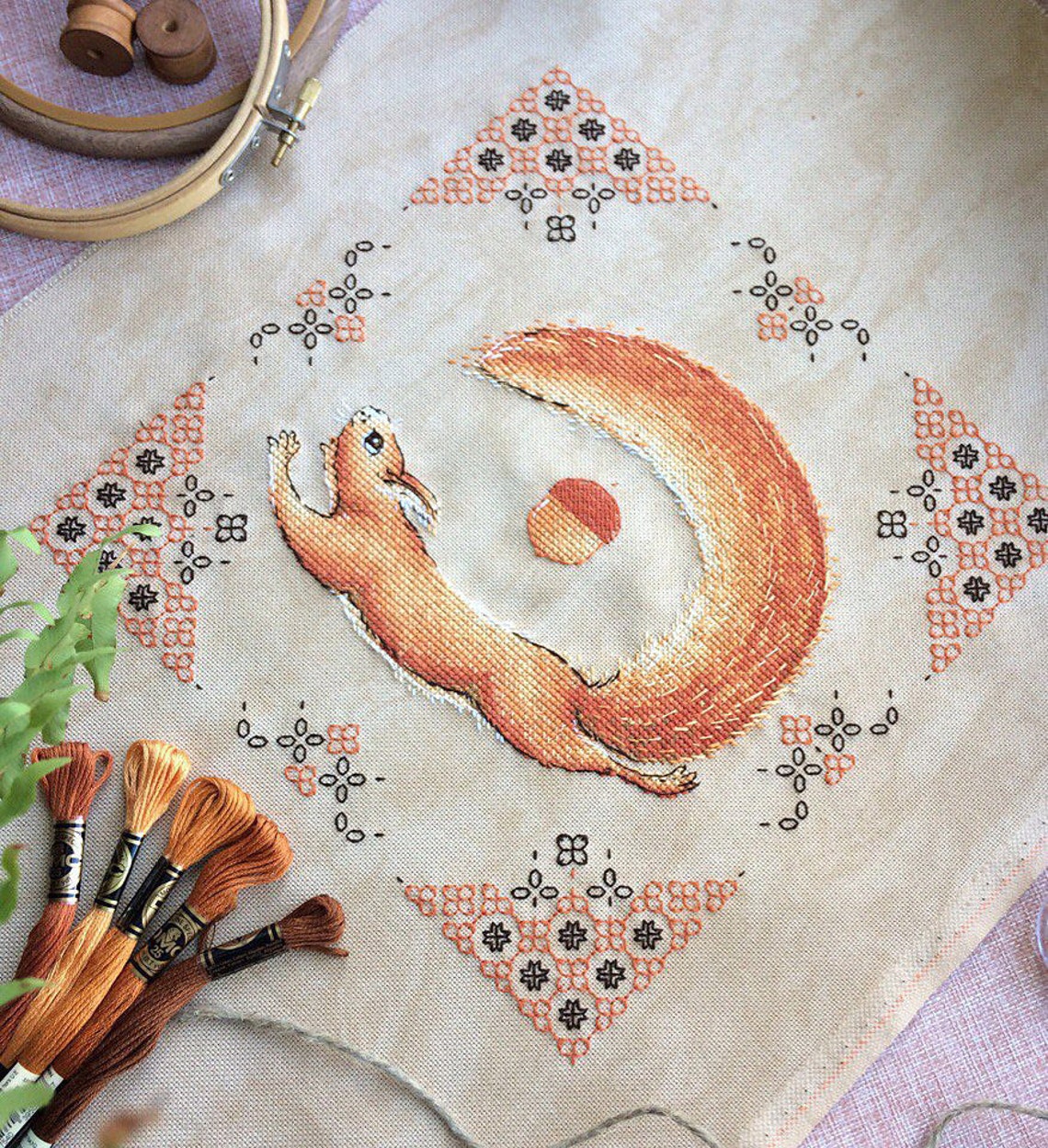 Jumping Squirrel Cross Stitch Pattern Squirrel With Acorn - Etsy