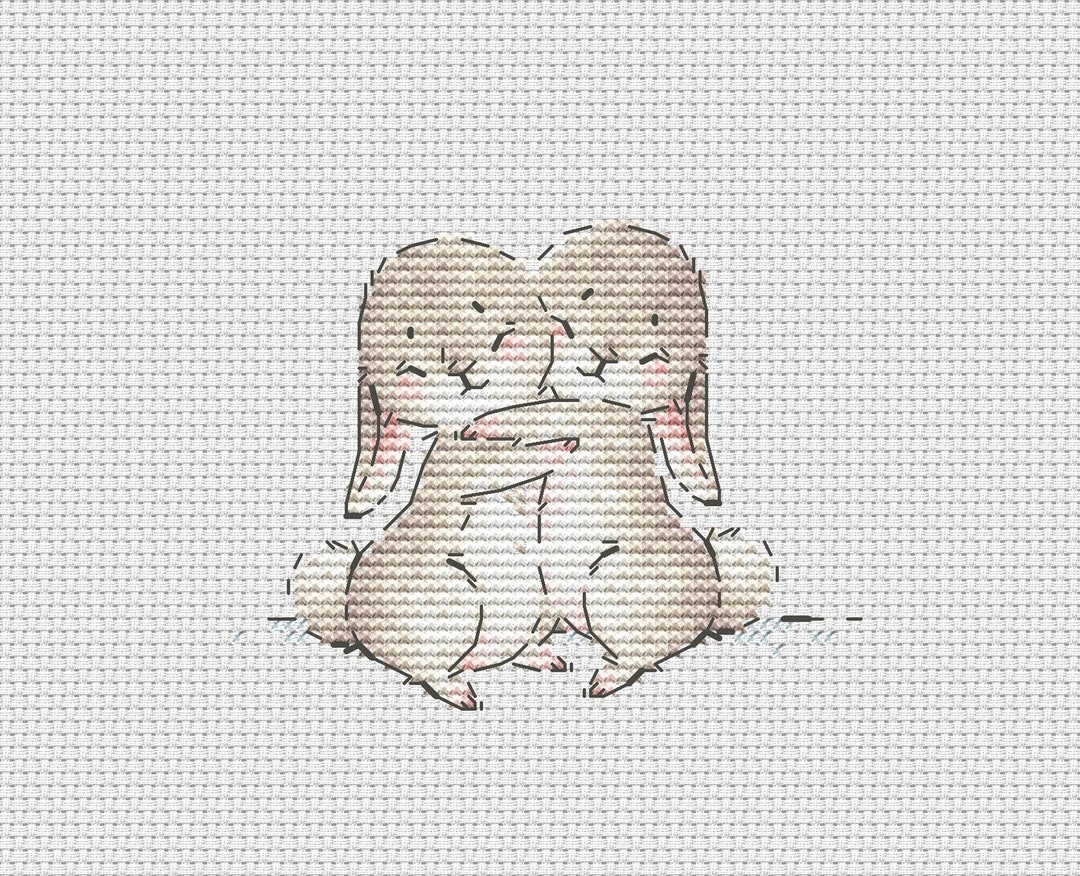 Twins Cross Stitch Pattern Twin Bunnies Cross Stitch Gift for Twins - Etsy