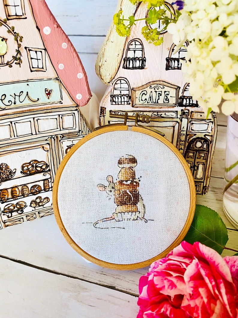 Cute Mouse With a Lot of Sweets Cross Stitch Pattern Kitchen Decoration ...