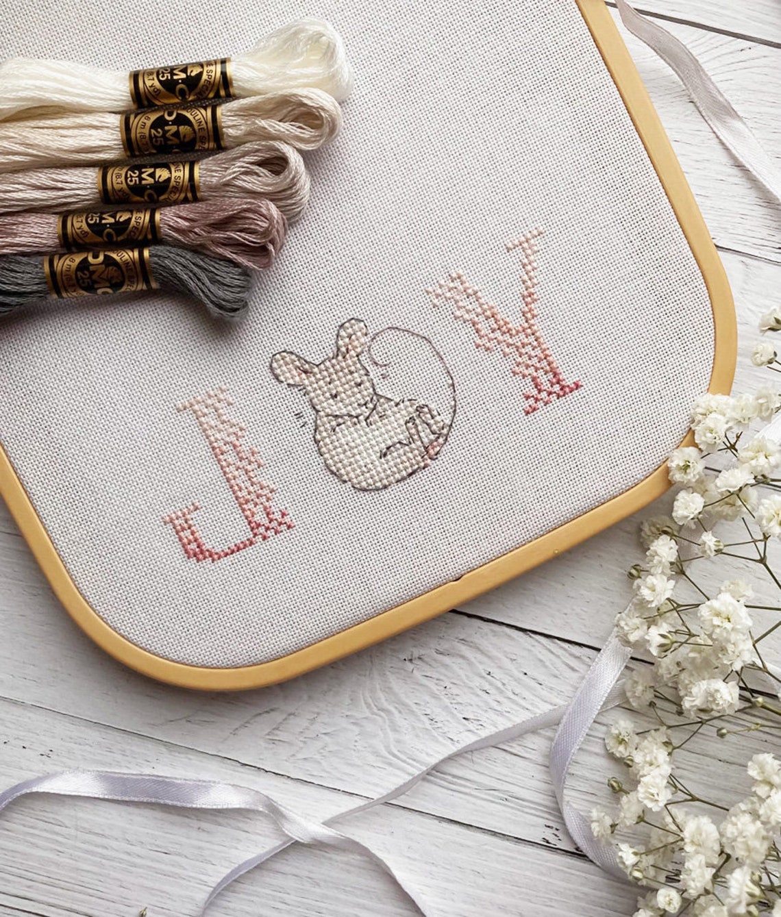Word Joy Cross Stitch Pattern Little Sleeping Mouse Cross Stitch - Etsy