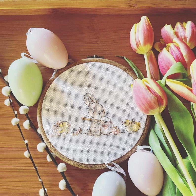 Bunny With Egg Cross Stitch Pattern Easter Bunny Cross Stitch | Etsy