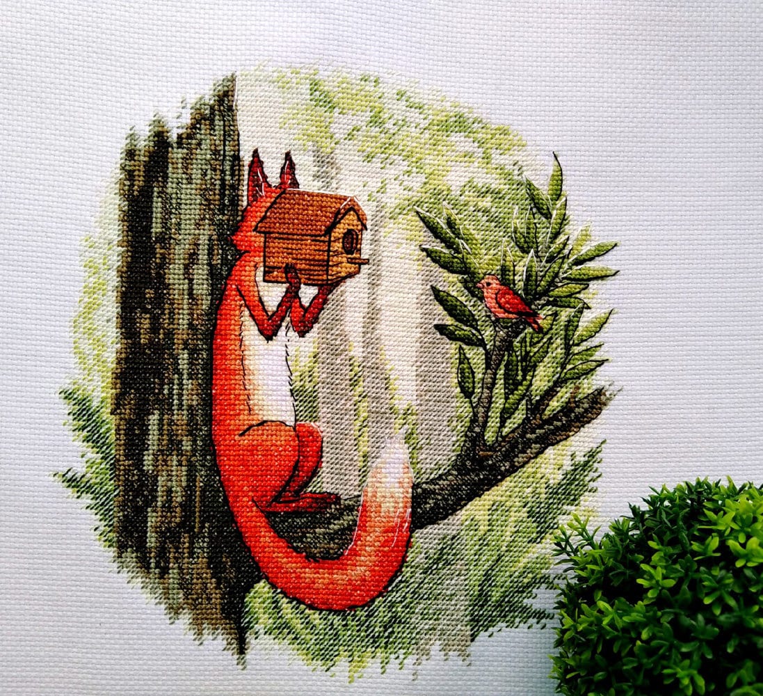 Sly Fox Cross Stitch Pattern Fox Hunting a Bird Cross Stitch | Etsy