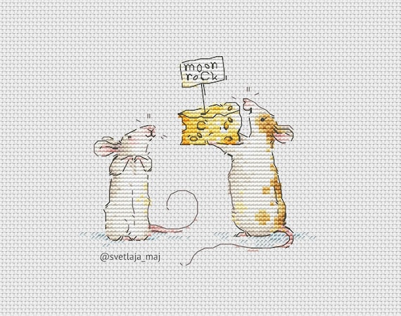 Mice With Cheese Cross Stitch Pattern - Etsy