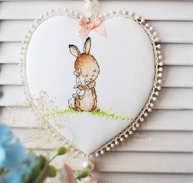 Bunny Love Cross Stitch Pattern Bunny Cross Stitch Chart Baby - Etsy