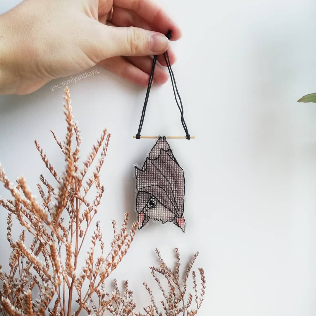 Upside Down Bat Cross Stitch Pattern Hanging Bat Cross Stitch | Etsy