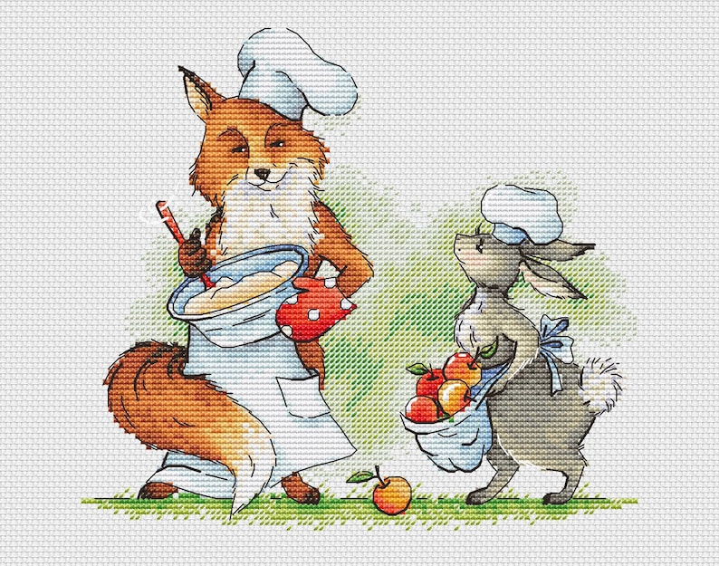 Fox Cook Cross Stitch Pattern Fox and Rabbit Cross Stitch - Etsy