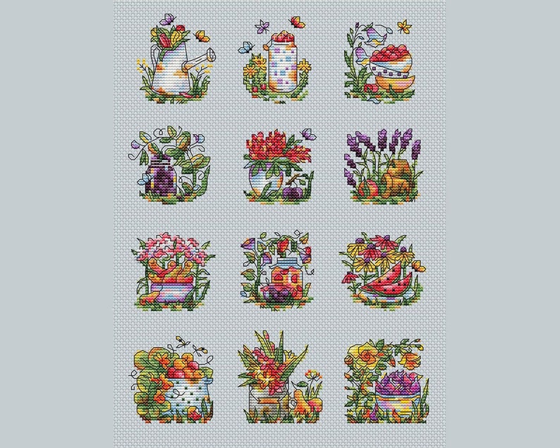 Garden Flowers Cross Stitch Pattern - Etsy