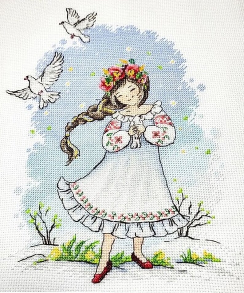 Girl With White Dove Cross Stitch Pattern - Etsy