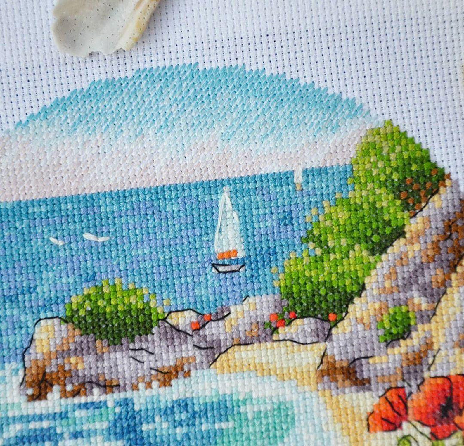 Flowering Coast Cross Stitch Pattern Seashore Cross Stitch | Etsy