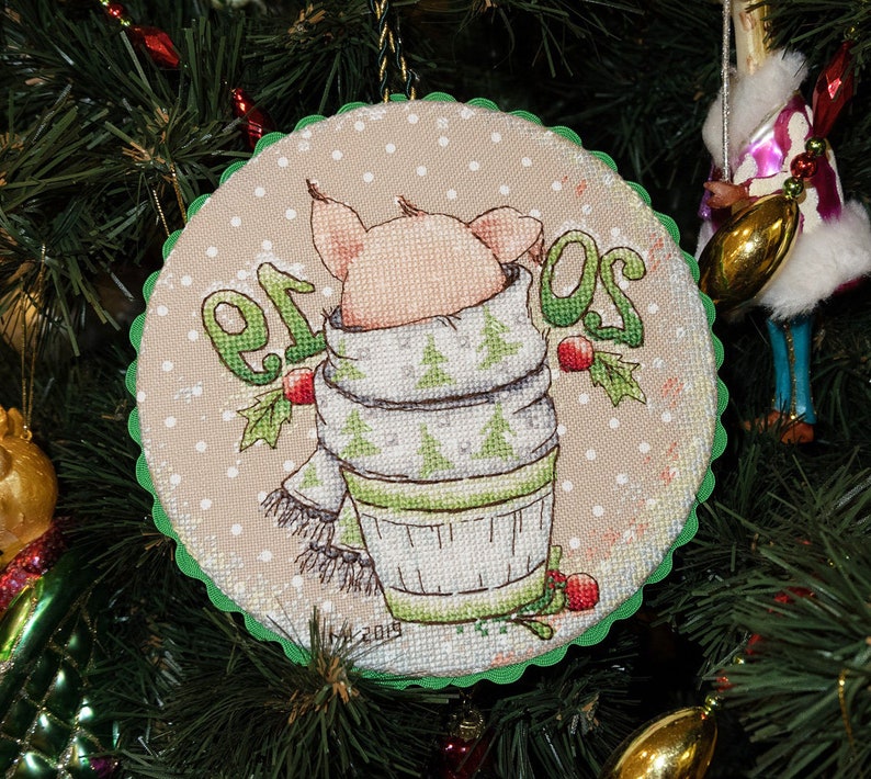New Year Pig Cross Stitch Pattern Christmas Tree Pig Cross | Etsy