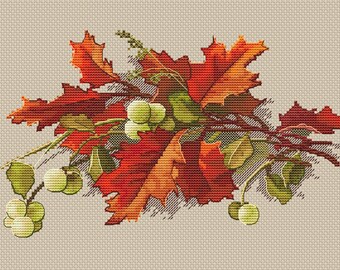 Autumn Leaves Cross Stitch | Etsy