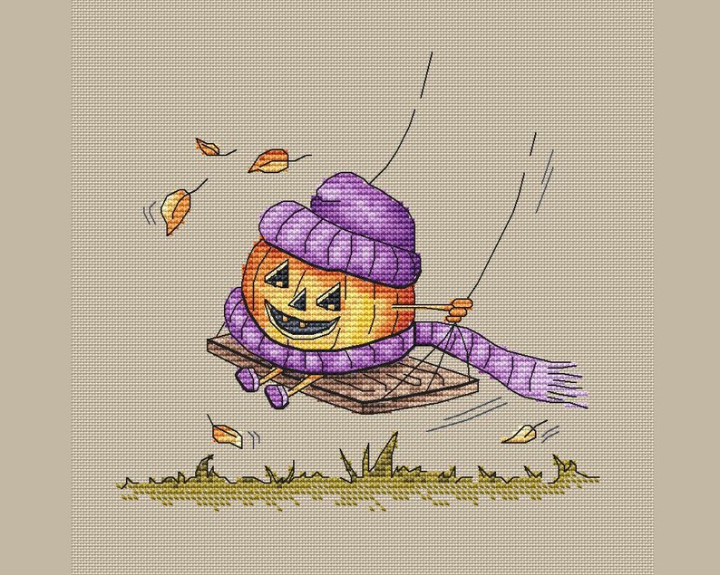 Funny Pumpkin Cross Stitch Pattern Autumn Fun Cross Stitch - Etsy