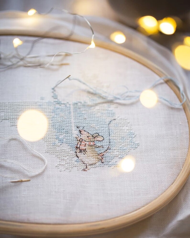Cute white mice cross stitch pattern little mouse cross stitch | Etsy