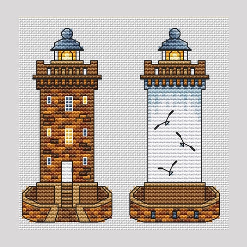Lighthouse Cross Stitch Pattern Night Sea Embroidery Blue - Etsy