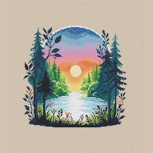 Sunrise Cross Stitch Pattern - Etsy