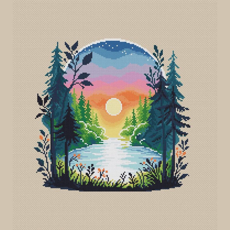 Sunrise Cross Stitch - Etsy